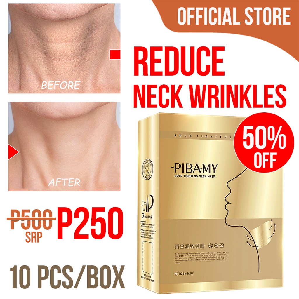 10PCS AUTHENTIC PIBAMY GOLD Tightens Neck Mask, Neck Wrinkle Cream ...