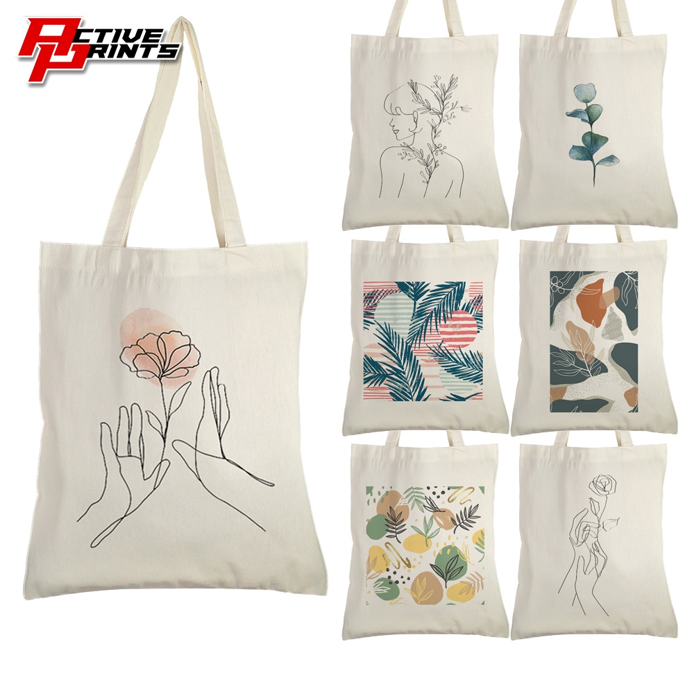 Canvas Tote Bag Floral Edition 13x15 inches ( Reusable / Washable ...