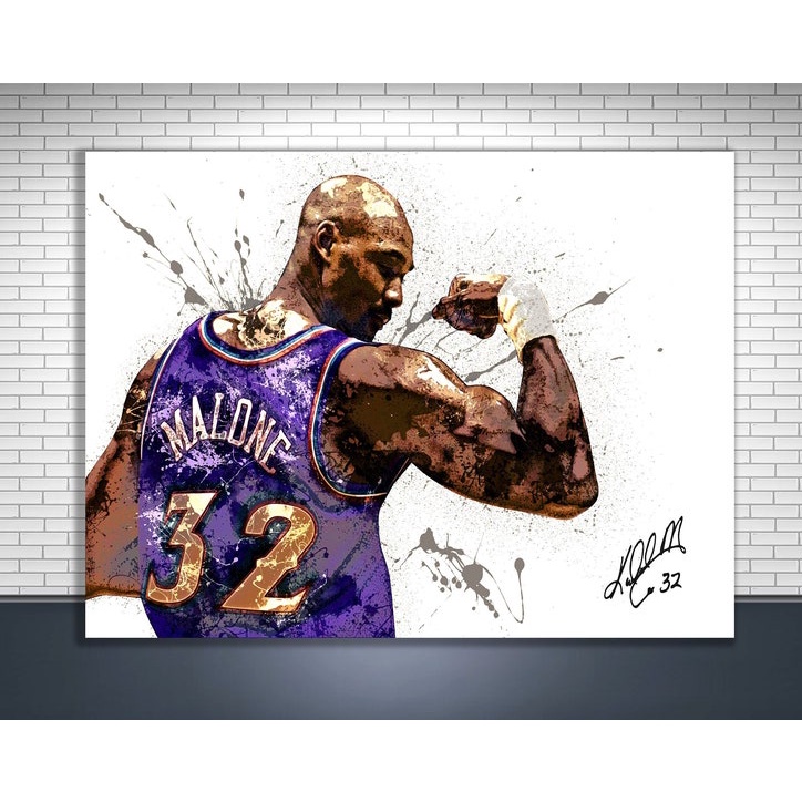 Karl Malone Poster Utah Jazz Canvas Painting Poster Wall Decor Kids ...