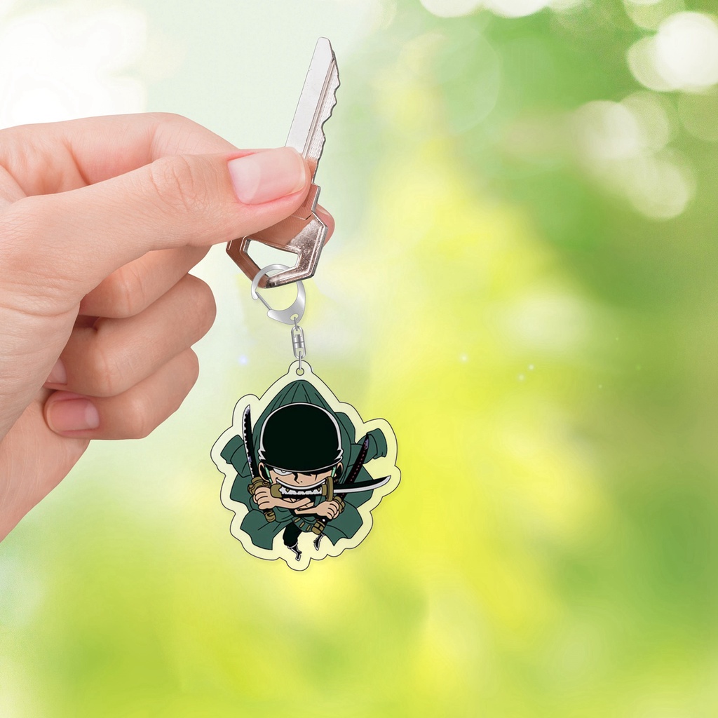 DL Classic Anime One Piece Luffy Ace Zoro Keychain Acrylic Pendant ...