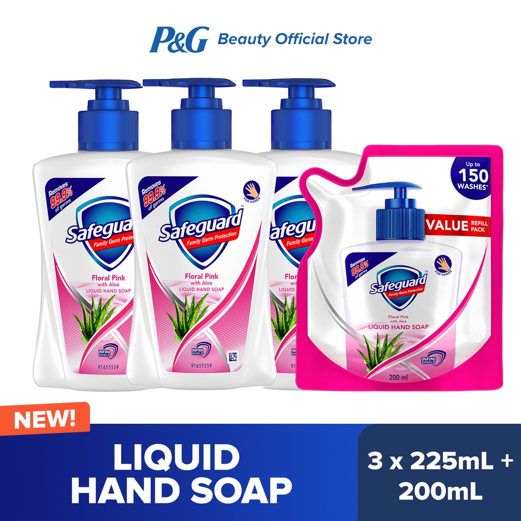 Safeguard Pink Liquid Hand Soap 225ml 3 Pieces 200ml Refill