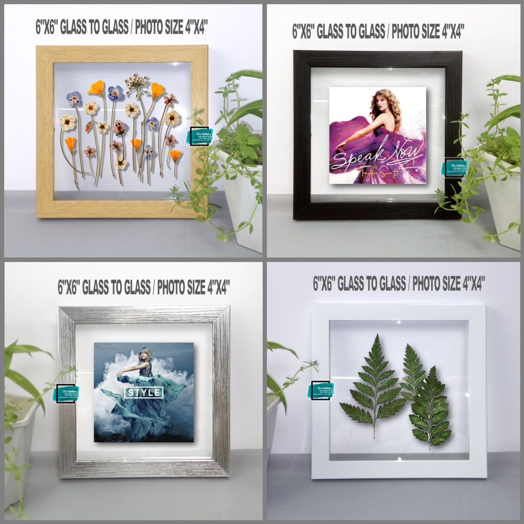 NEW! MINIMALIST GLASS TO GLASS FRAME 4.5"x5.5" 6"x6" 5.5"x7" 6"x8" for ...