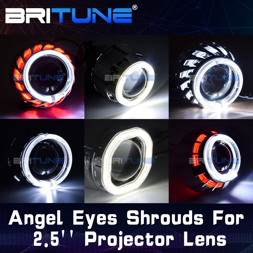 Britune 2.5 Projector Shrouds LED Angel Eyes Bezel For WST Lens Bi ...