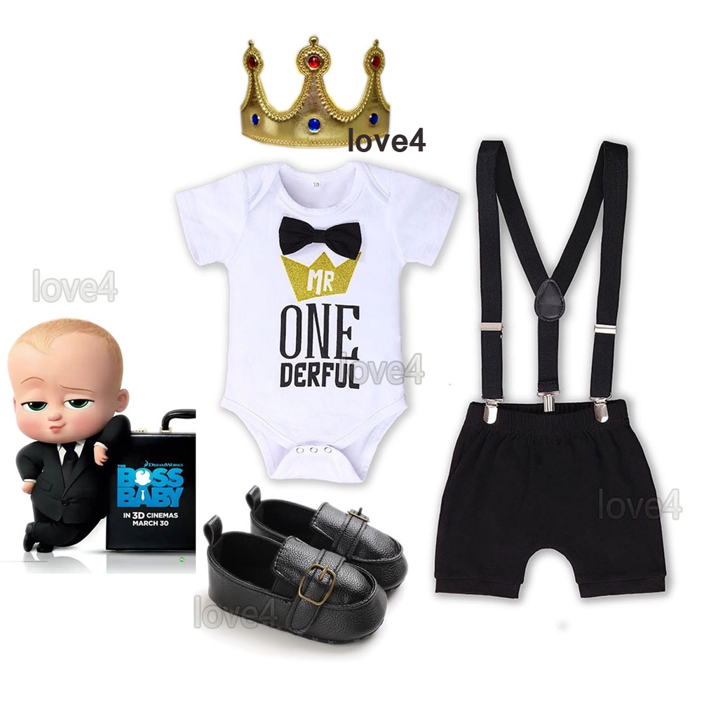 Boss Baby Outfit for Baby Boy Cotton Jumpsuit Shorts Set Cosplay ...