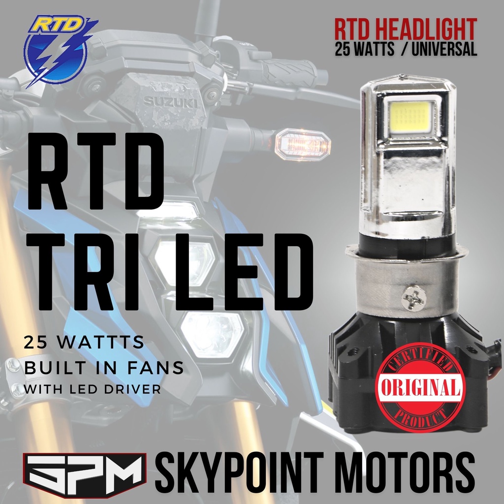 RTD HEADLIGHT 3 LED 25WATTS FOR MOTORCYCLE UNIVERSAL M02D-AC (9107-204 ...