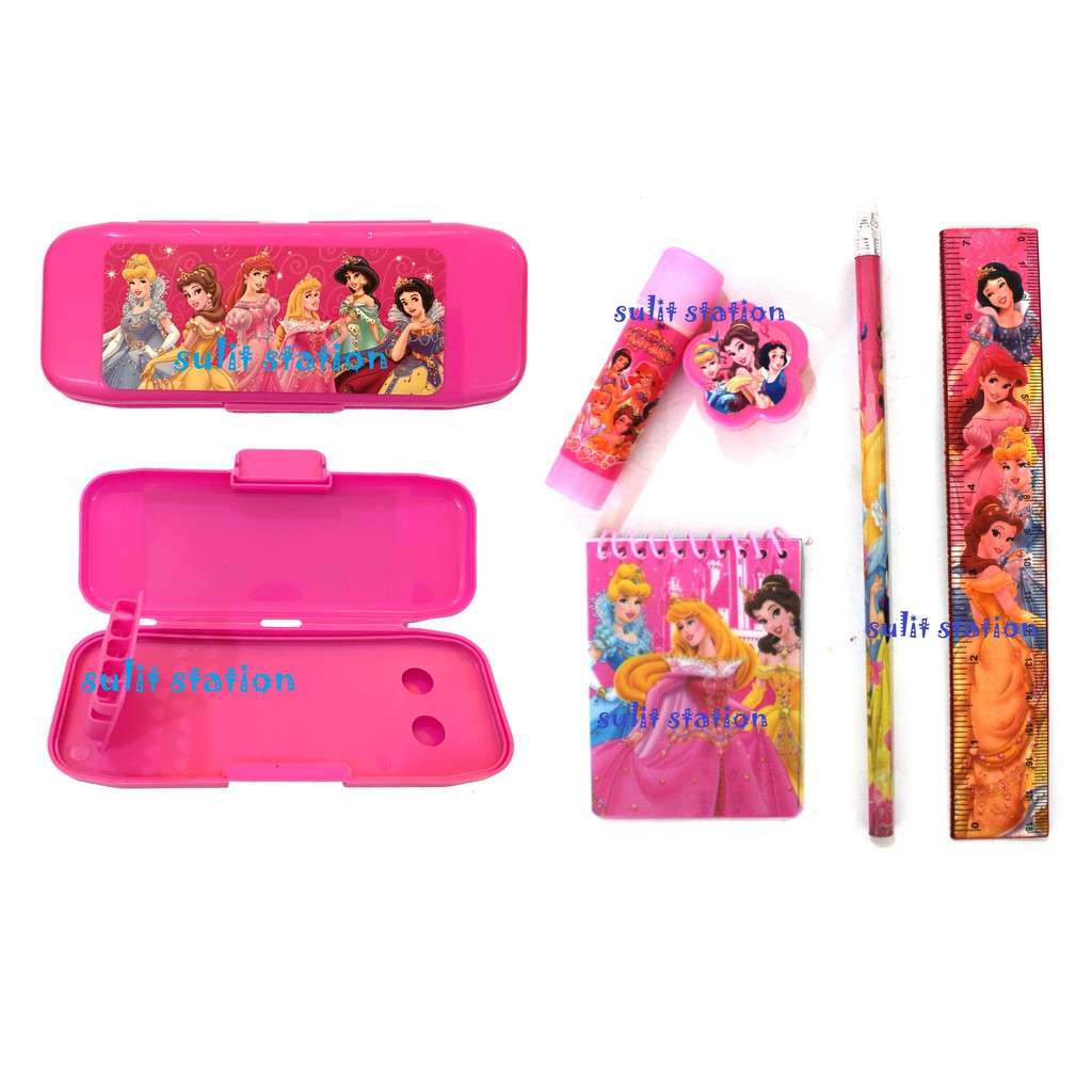 6in1 DISNEY PRINCESS PENCIL CASE BOX with SCHOOL GIFT SET | Shopee ...
