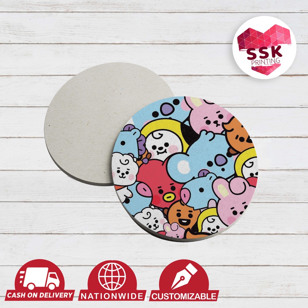 BT21 Cartoon Coaster Pad | Mug Coaster Pad | More Designs | Shopee ...