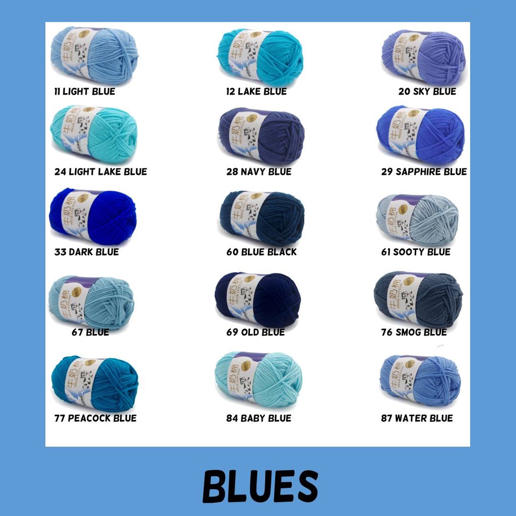 5ply milk cotton yarn (blue colors)50g knitting crochet wool amigurumi ...