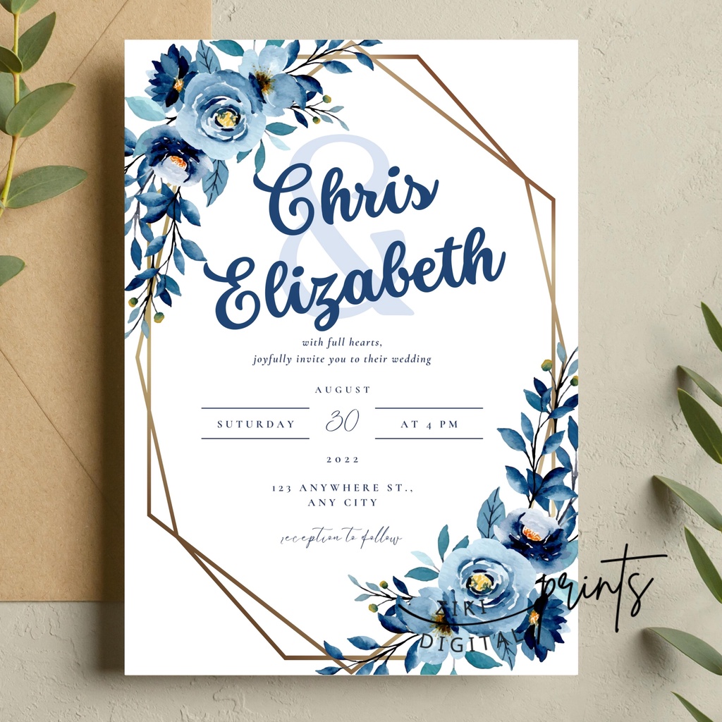[COD] Royal Blue Floral Wedding 1st Birthday Christening Baptism Debut ...