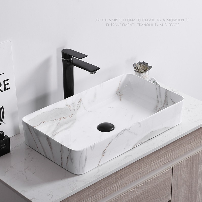 Nordic Simple Marble Pattern Art Above Counter Wash Basin Home Toilet ...
