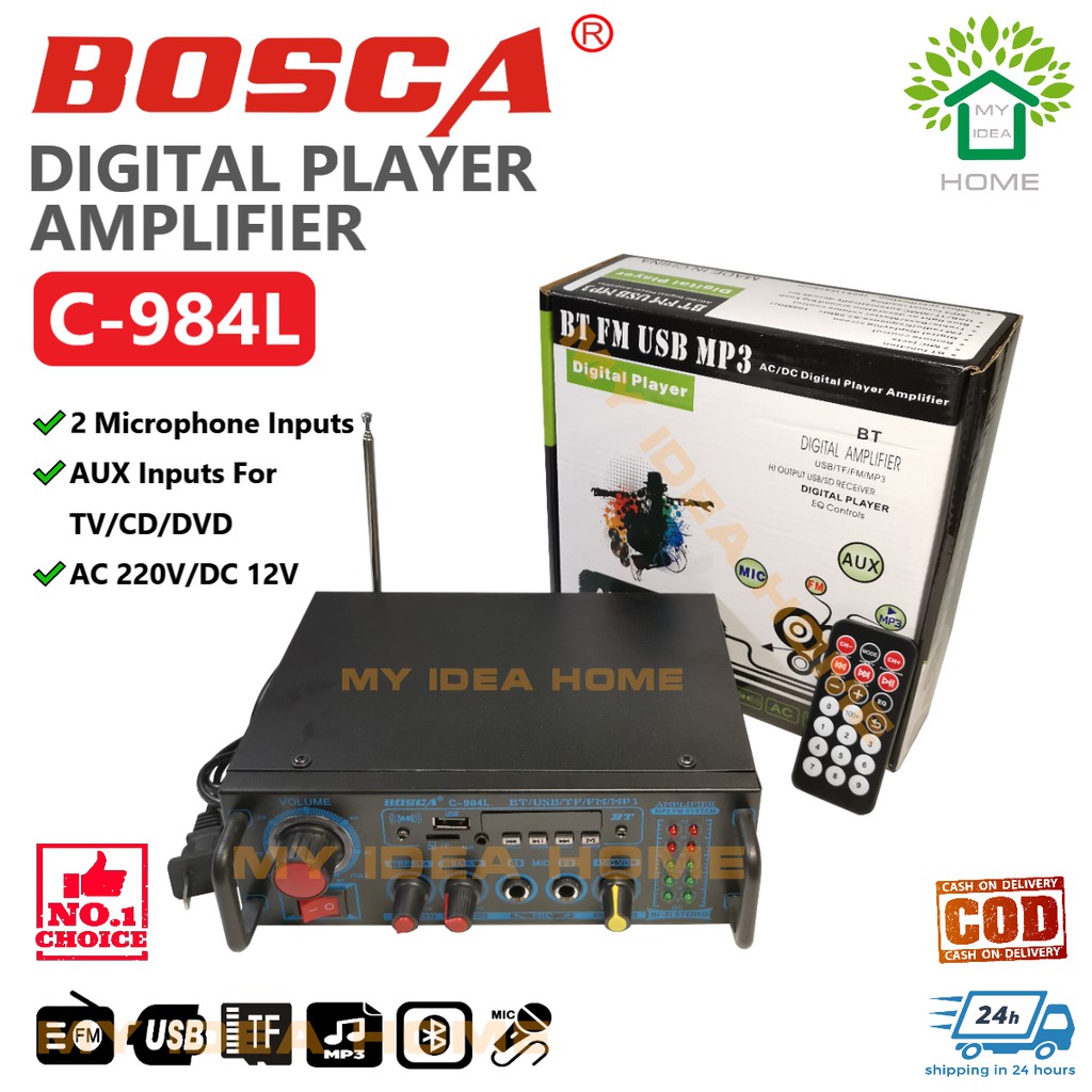 BOSCA Digital Player Amplifier AC220V/DC12V Bluetooth USB/TF AND FM ...
