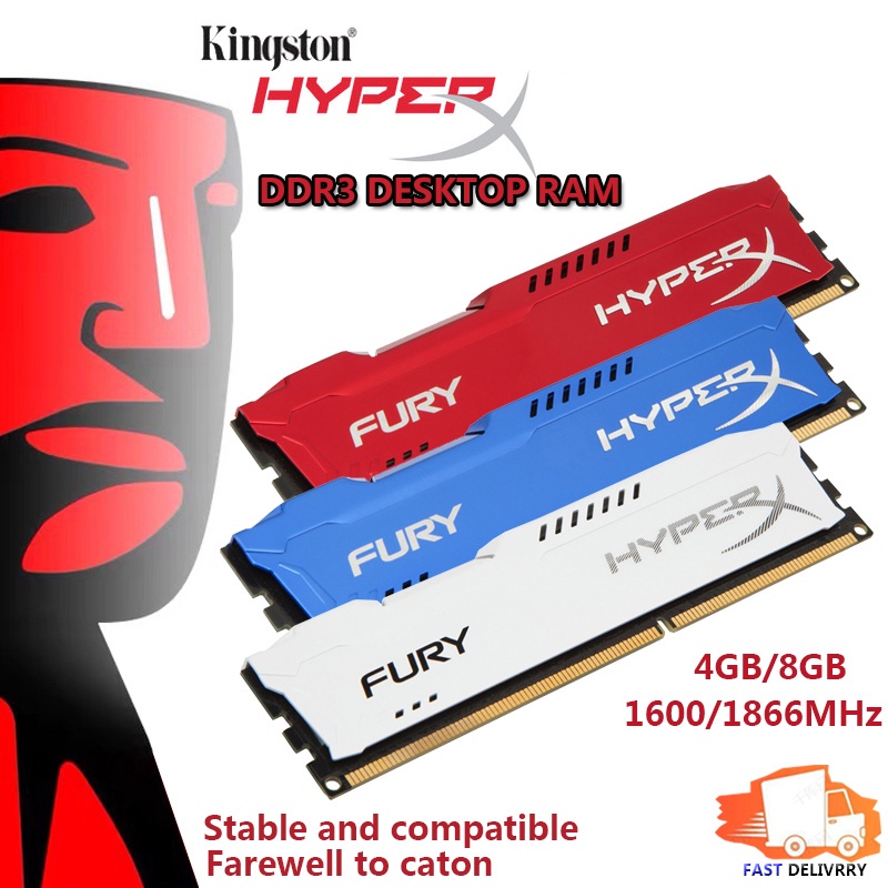 CODReady Stock Kingston HyperX Fury DDR3 RAM 4GB 8GB DIMM 1600Mhz 1866Mhz 240Pin 1.5V Desktop ...