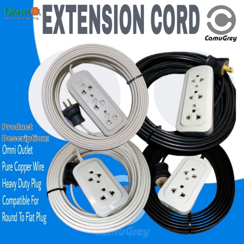 EXTENSION CORD w/ 16/2 CORD, HEAVY DUTY RUBBER PLUG | Shopee Philippines