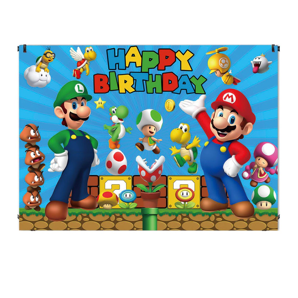 Super Mario Party Decorations Including Mario Birthday Banner, Cake ...