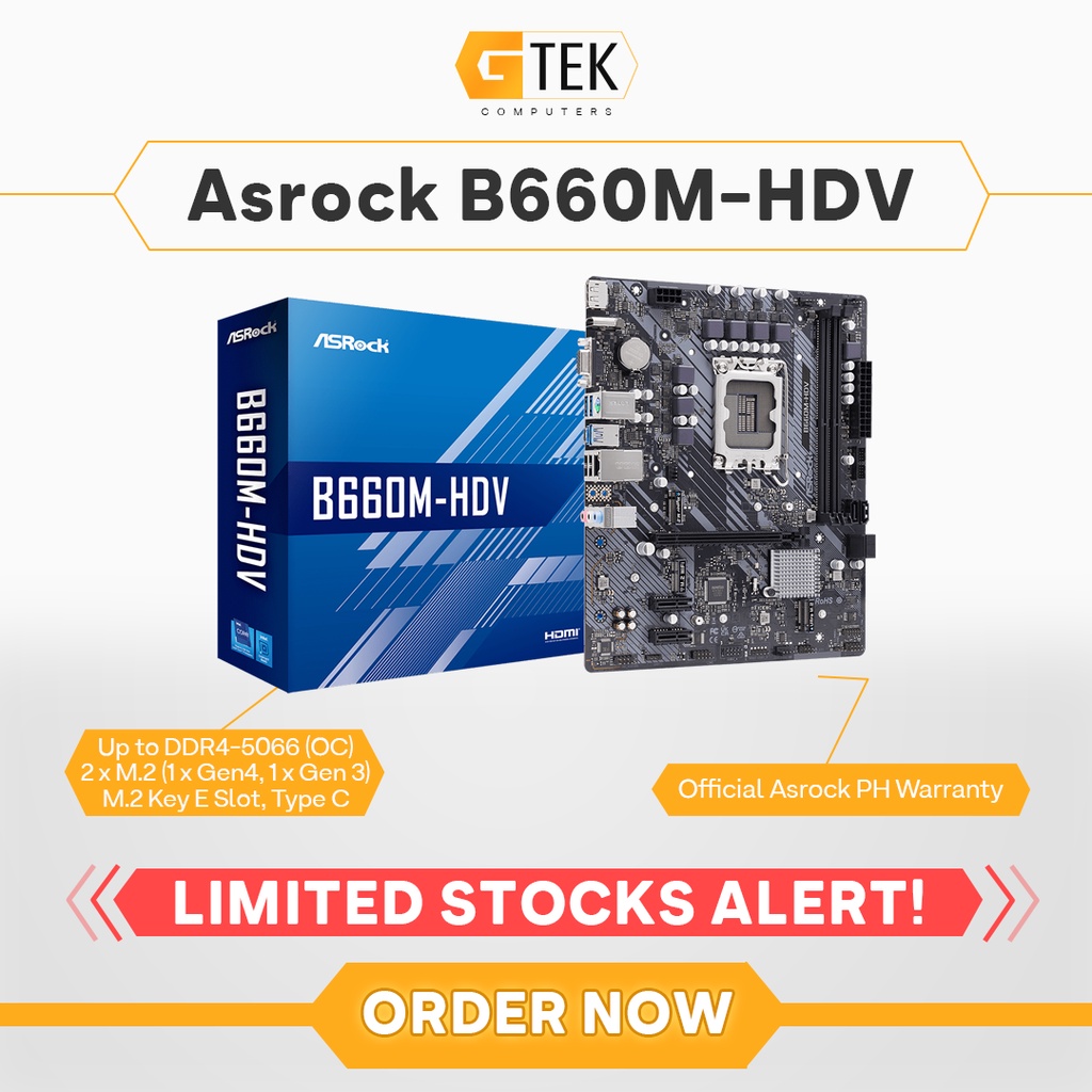 Asrock B660M-HDV LGA 1700 Intel 12th Gen mATX Motherboard | Shopee ...