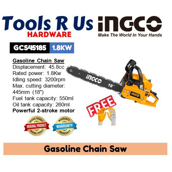 Ingco Gasoline Chain Saw MERVILLE | Shopee Philippines