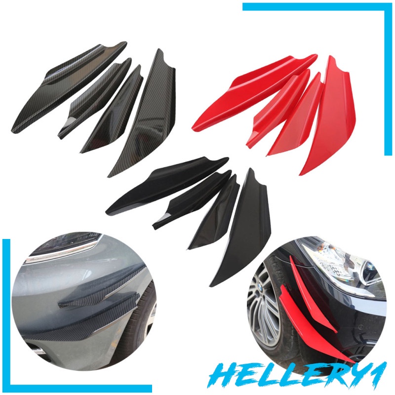 [HELLERY1] 4 pcs Carbon Fiber Front Bumper Side Canards Splitter Fins ...
