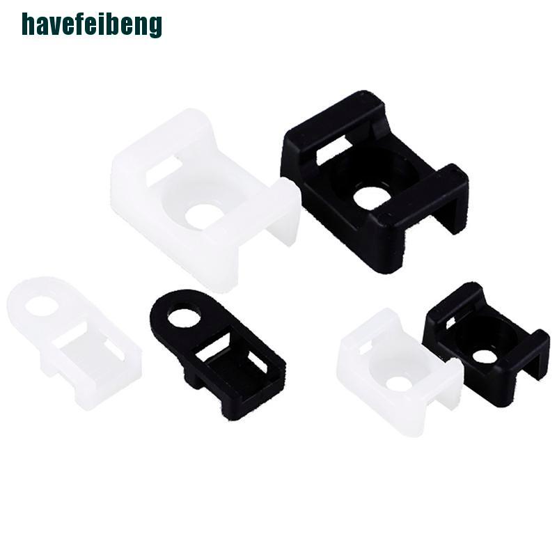 [HBE] 100PCS Plastic Wire Cable Zip Tie Screw Fixing Mount Base Holder ...