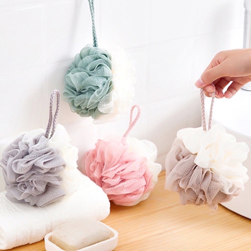 Double Color Bath Shower Sponge Loofahs Mesh Pouf Shower Ball Mesh Bath