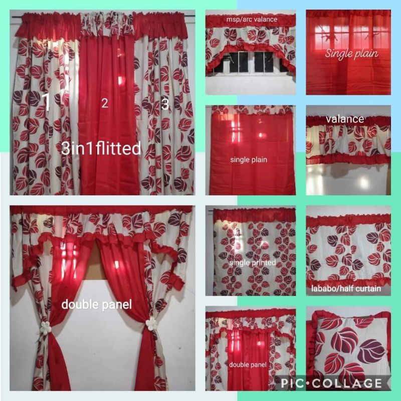 red collendale matchy matchy design curtain(katminmin) | Shopee Philippines