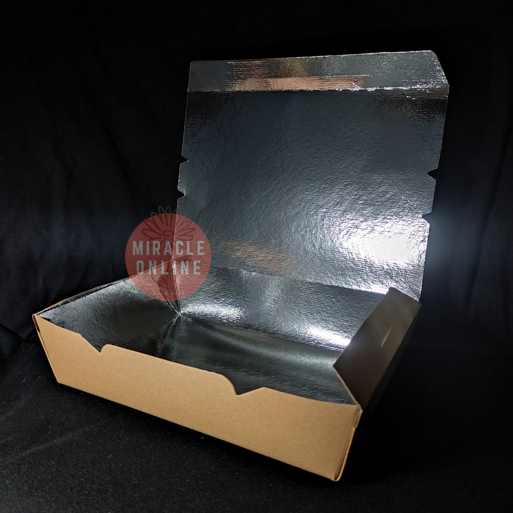 50 pcs - Paper Meal Box Packaging (Brown/Silver) | Shopee Philippines