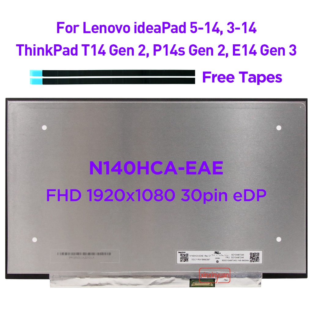 14.0-Inch IPS Laptop LCD Screen N140HCA-EAE NV140FHM-N4V B140HAN04.E MNE001BS1-1 LP140WFH-SPP1 ...