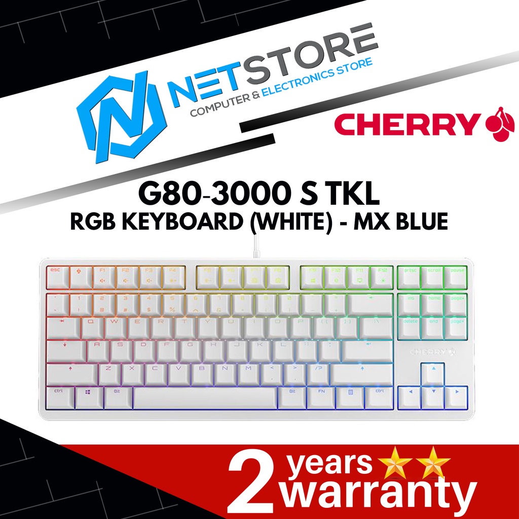 CHERRY G80‐3000 S TKL RGB KEYBOARD (WHITE) - MX BLUE - G80‐3831LSAEU‐0 | Shopee Philippines