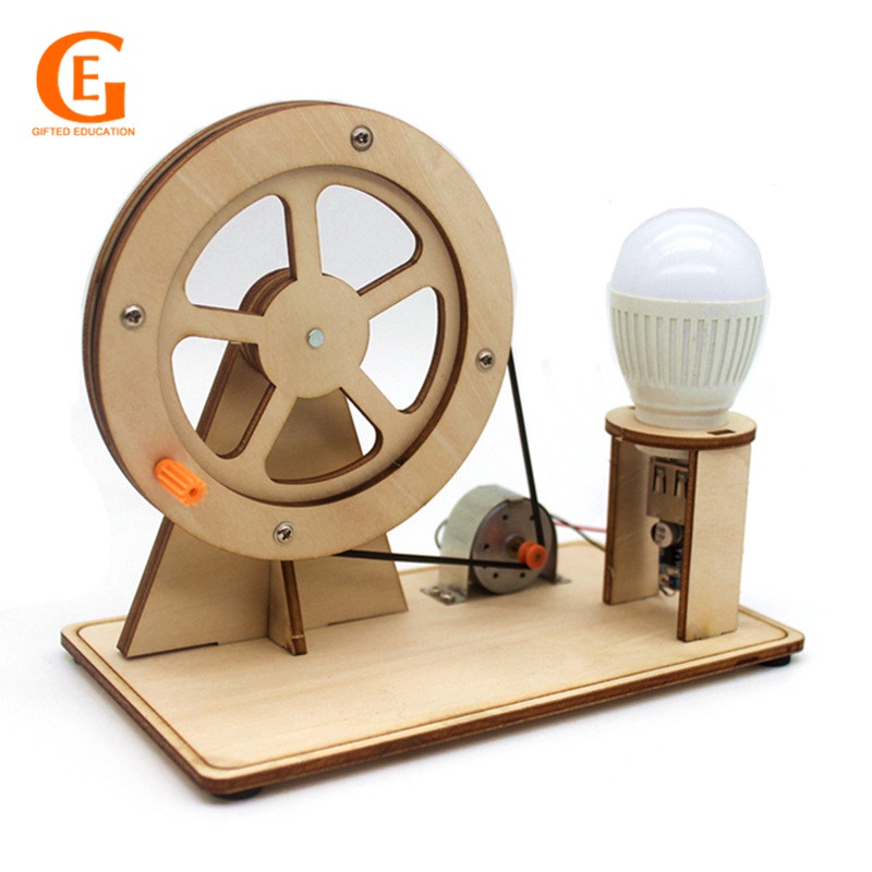 GIFTED EDUCATION DIY Hand Crank Generator Bulb Kit Wood Assemble Toy ...