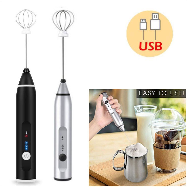 3-Speed USB rechargeable coffee blender handheld milk frother Electric ...