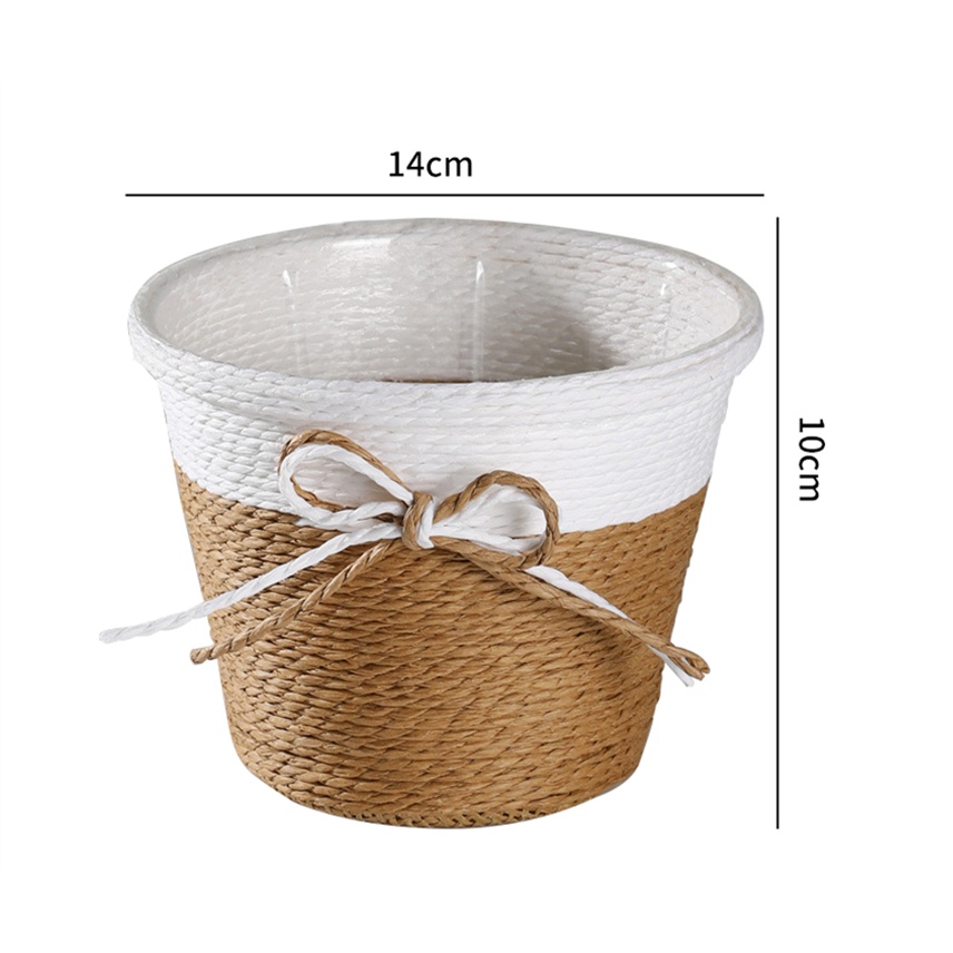 Hand-Vine grass woven plant flowerpot, flower arrangement decoration ...