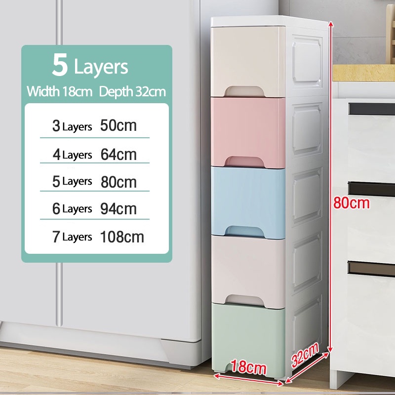 3-7 Layer Moving Rack Kitchen Storage Shelf Kitchen Organizer Room ...