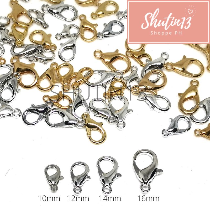 100 pcs +2 Lead Free Lobster Lock Clasp 12mm 14 mm 16mm for DIY Beads ...