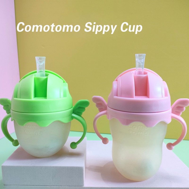 Comotomo Bottle transfer sippy cup baby feeding top with straw drinking ...