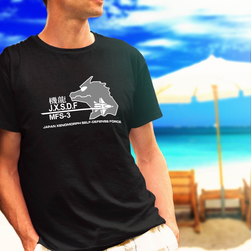 New P4 UNGCC JXSDF Japan Godzilla Mechagodzilla MSF-3 Black T Shirt Tee ...