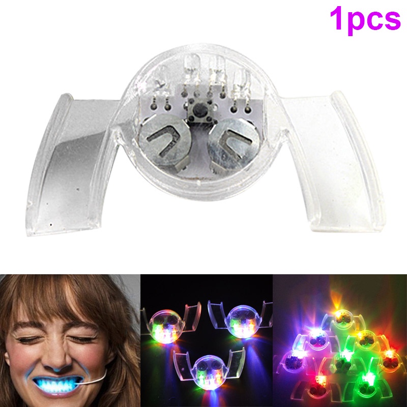 LED Flashing Light Mouth Guard Piece Glowing Tooth Toy Halloween Party ...