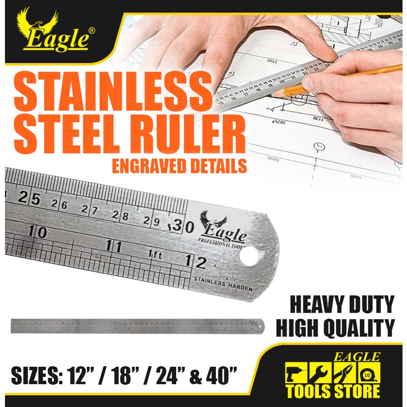 Stainless Steel Ruler Engraved Eagle Professional Tools | Shopee ...