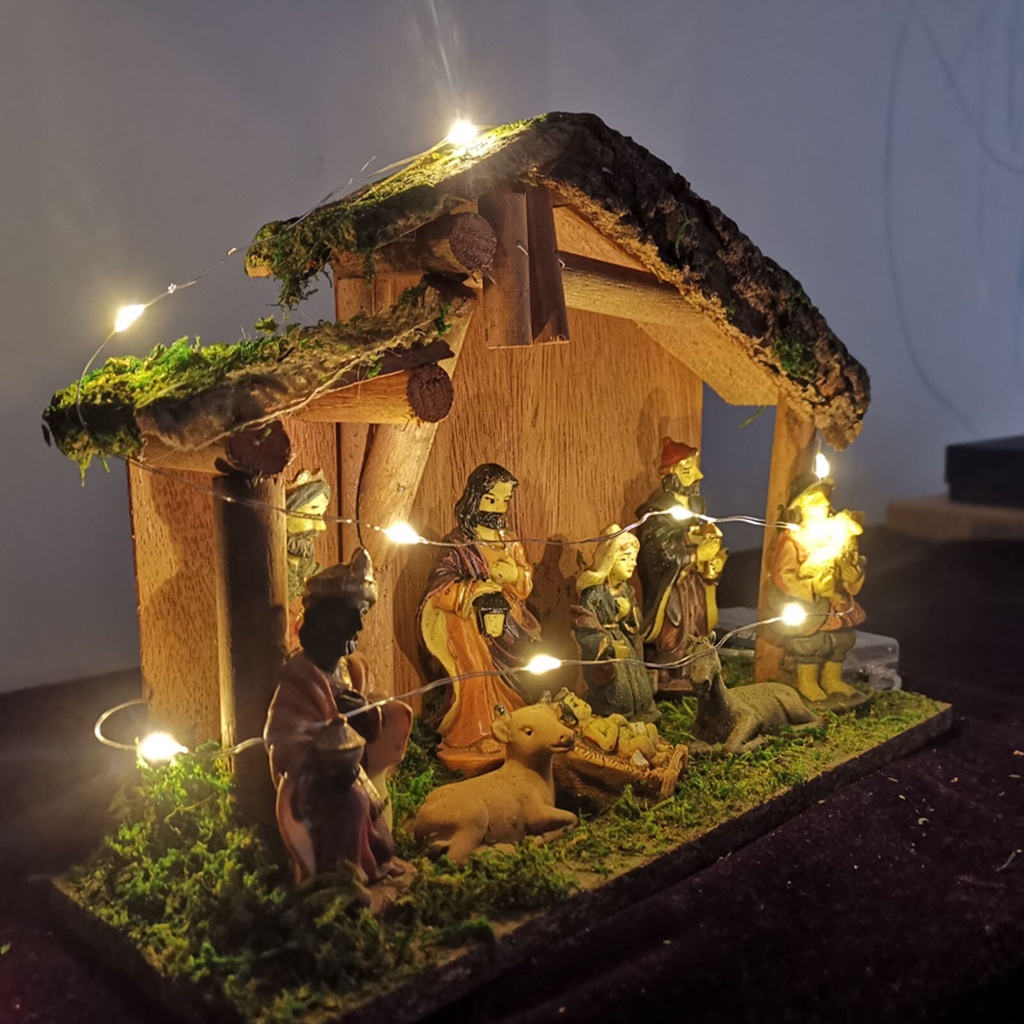 Miniature Nativity Scene Set Baby Jesus Manger Christmas Crib Figurine ...