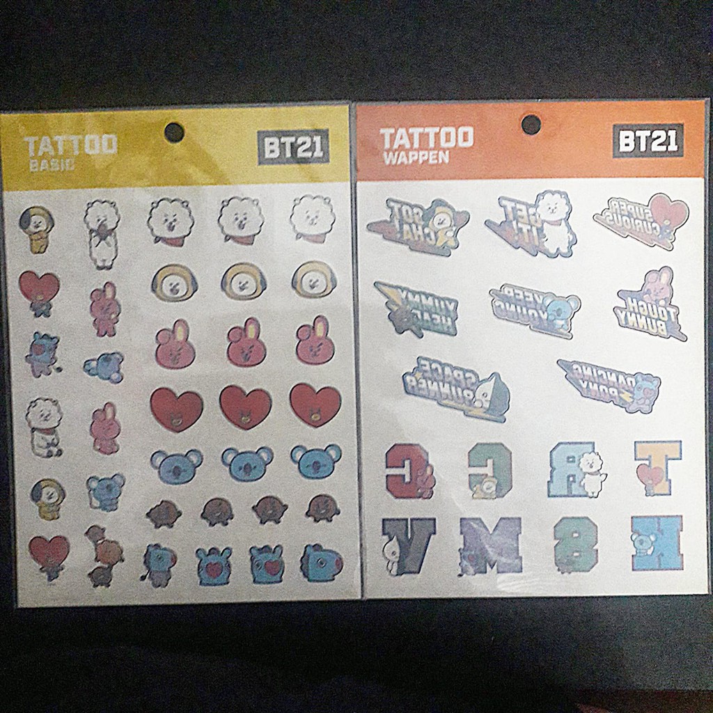 Official BTS BT21 Temporary Tattoo Sticker Line Friends Korea | Shopee ...