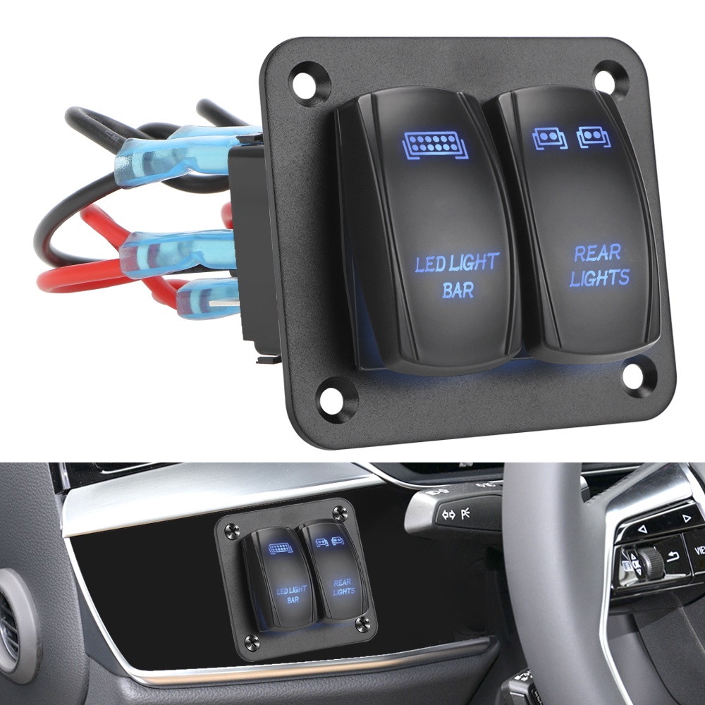 2 Gang Rocker Switch Panel Switch Control Panel With LED Light Wiring ...