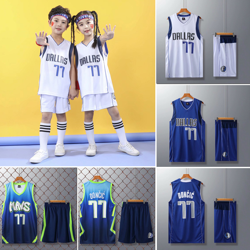 DALLAS #77 Luka Doncic Swingman Basketball Jersey Set Kids Uniform Suit ...