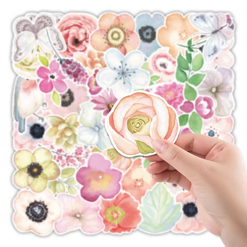 CSS.50Pcs/Set New Plant Flowers Series Graffiti Sticker Waterproof DIY ...