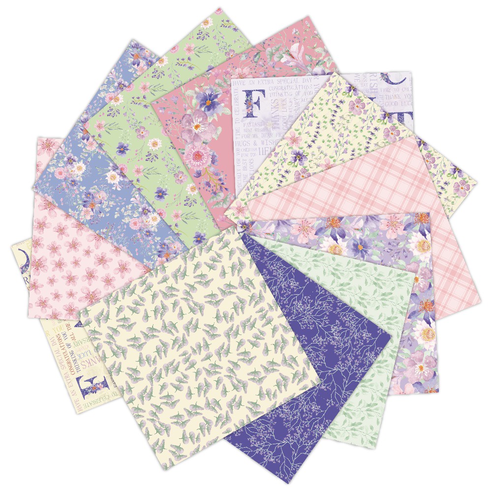 Paper Pack 6"x6" Flower 12 sheet Art Background Paper Card Making DIY Scrapbook Paper Craft ...