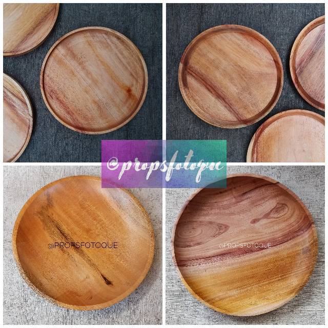 KAYU Mahogany Wood Plate / Vintage Rustic Round Plate 20 cm | Shopee ...