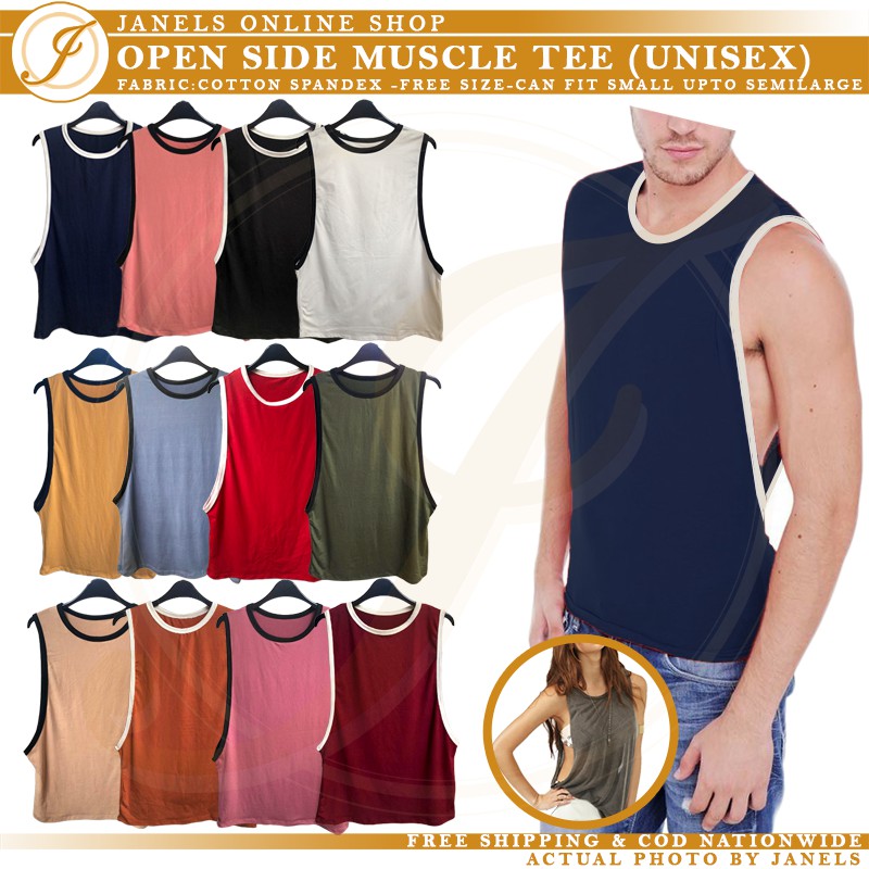 Dan Open side Muscle Tee Sando with Lining (UNISEX) | Shopee Philippines
