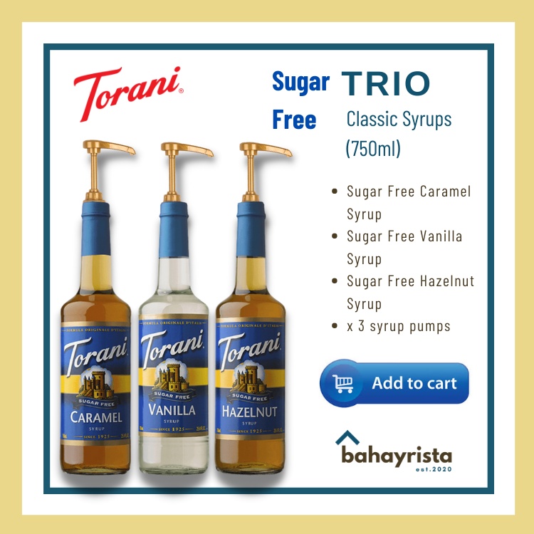 Torani TRIO Classic Syrups 750ml (Caramel, Vanilla, Hazelnut ...