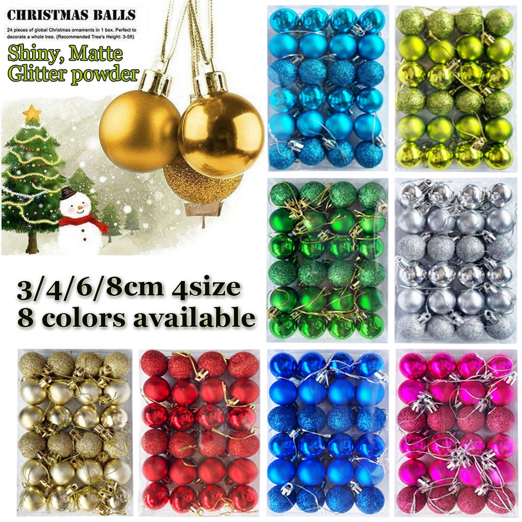 Christmas Balls Decors Tree Decorations Set 2025 3/4/6/8cm Big Size ...