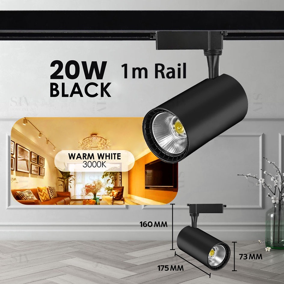 Siv 20W Track Light Set 4 Tracking Lights + 1 Track Spotlight Rail Led ...