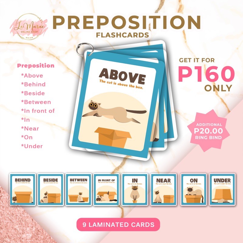 PREPOSITIONS Laminated Flashcards Interactive Educational Toys ASD Kids ...