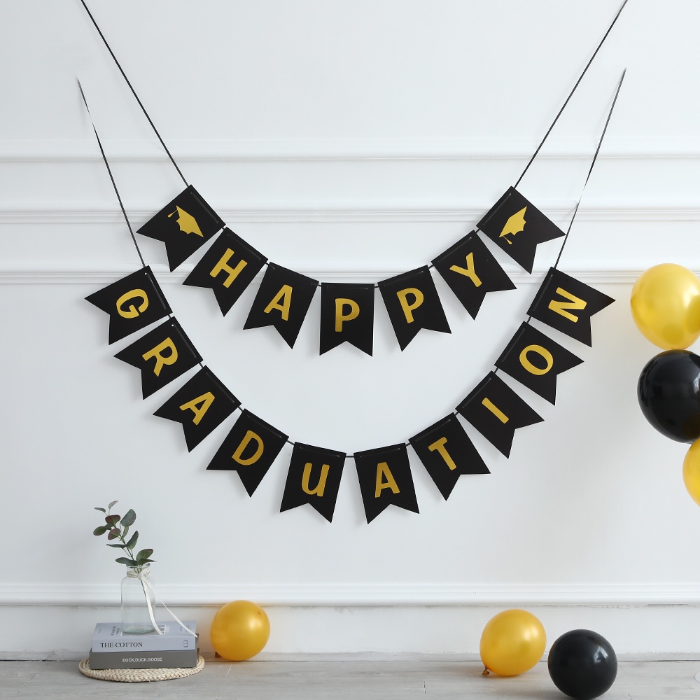 2024 Black graduation flag Graduation ceremony decoration Black and ...