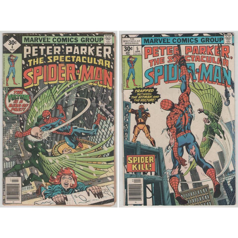 Spectacular Spider-Man 4-5 set (1977) Intro Hitman arc. 4 GD-, 5 FN ...